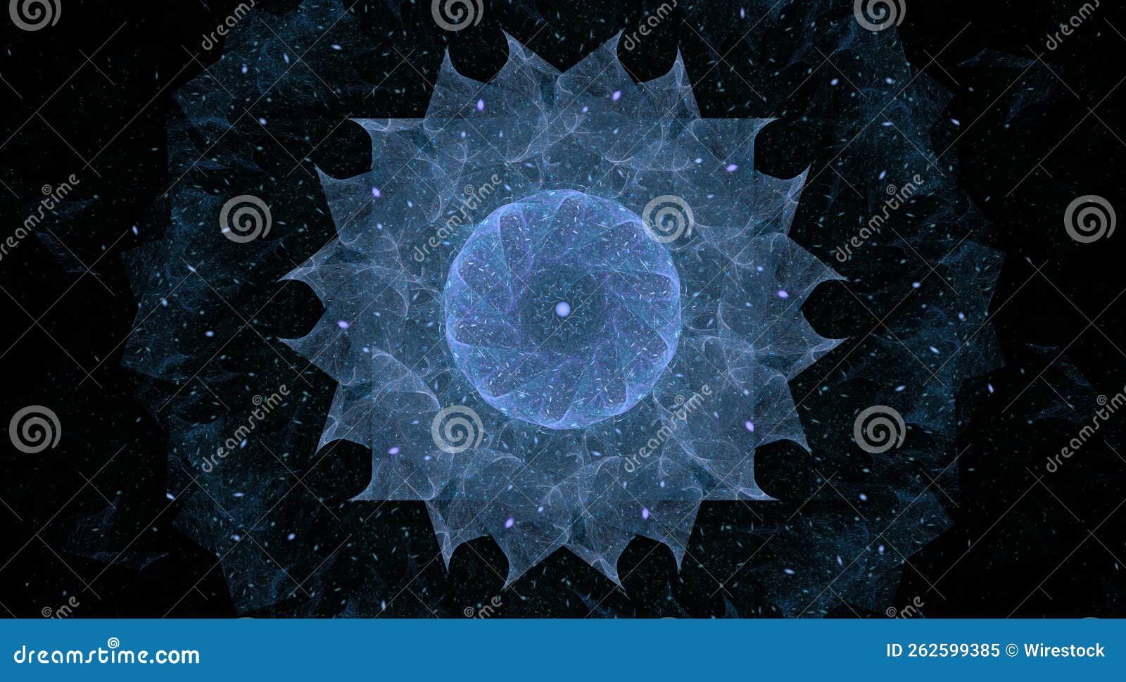 Digital Render Beautiful Exquisite Blue Fractal Patterns Rotating ...