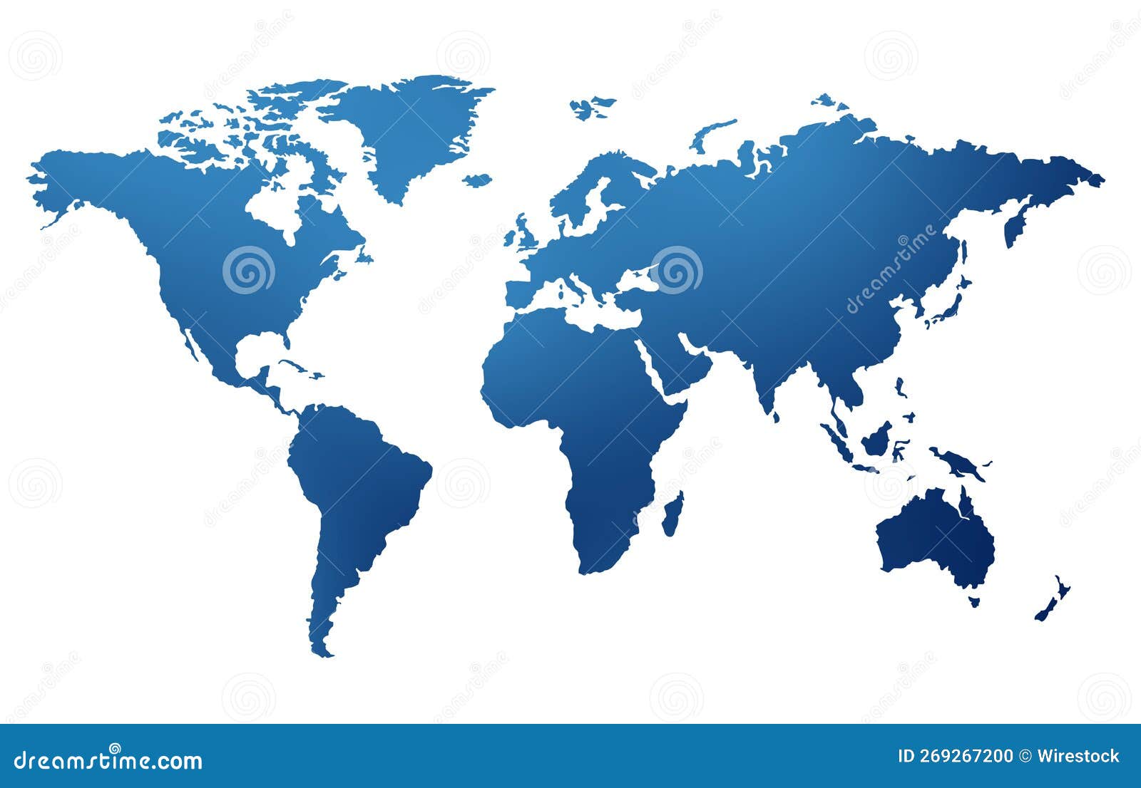 Digital Render of the Blue World Map Isolated on a White Background ...
