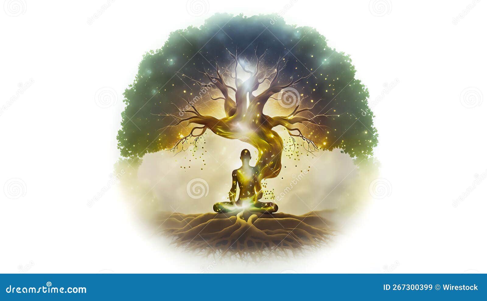 Digital Render of a Conceptual Tree of Life Meditation Sign on a White ...