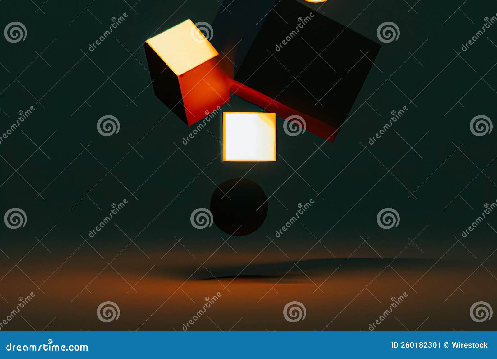 Digital Render of Floating Geometric Shapes and Glowing Cubes for ...