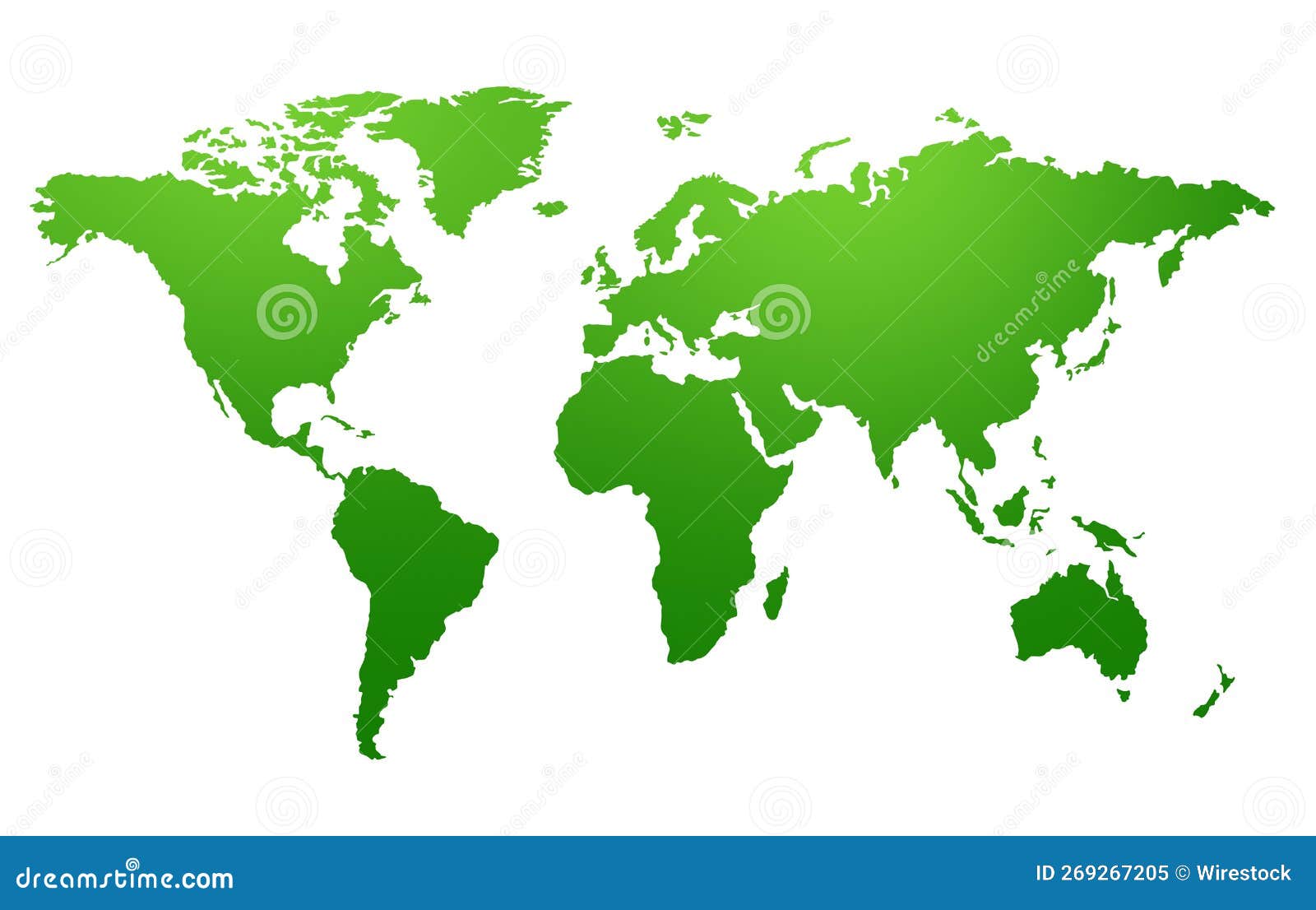 Digital Render of the Green World Map Isolated on a White Background ...
