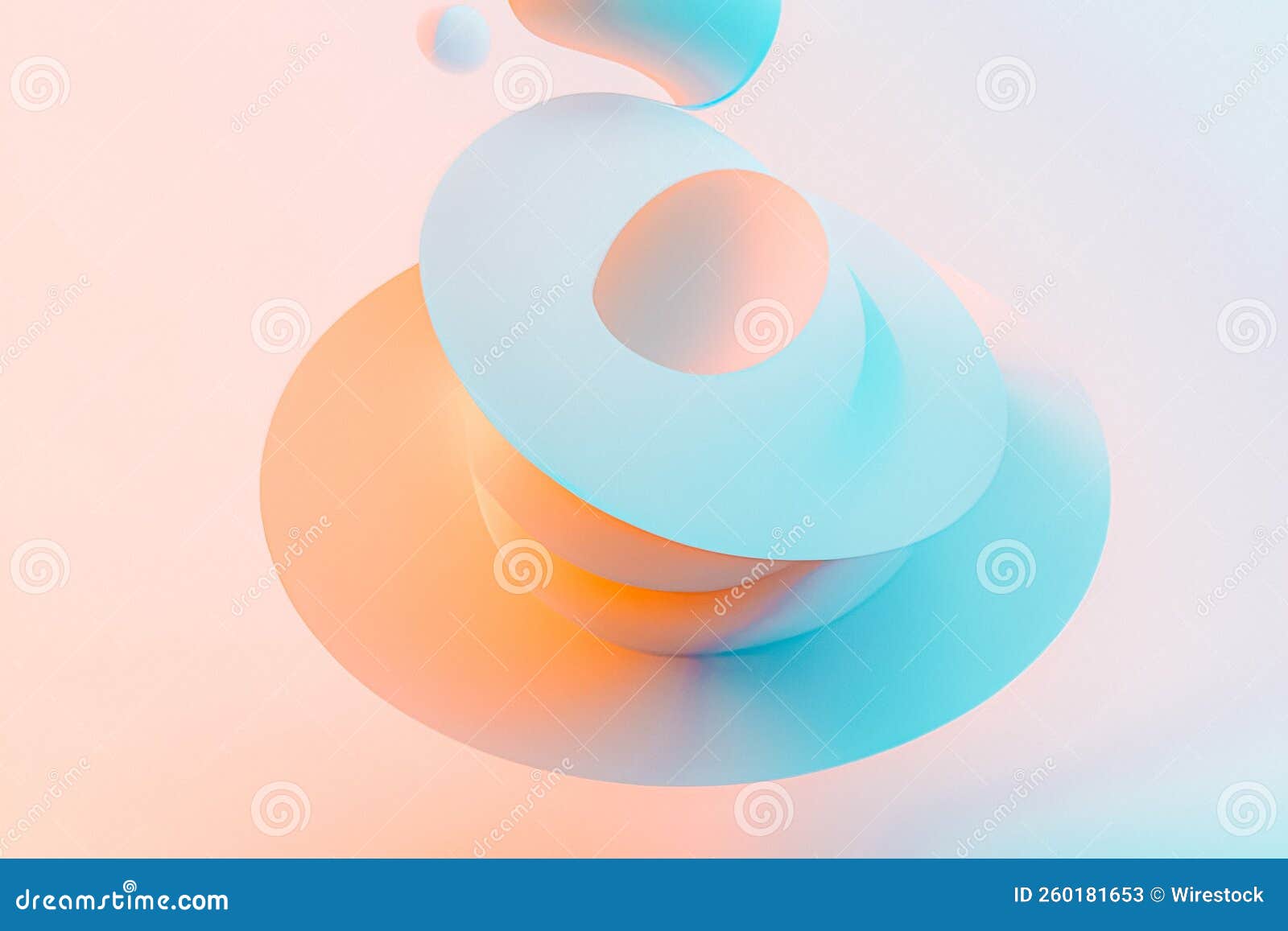 Digital Render of Soft Abstract Geometric Shapes on a Pastel Background ...