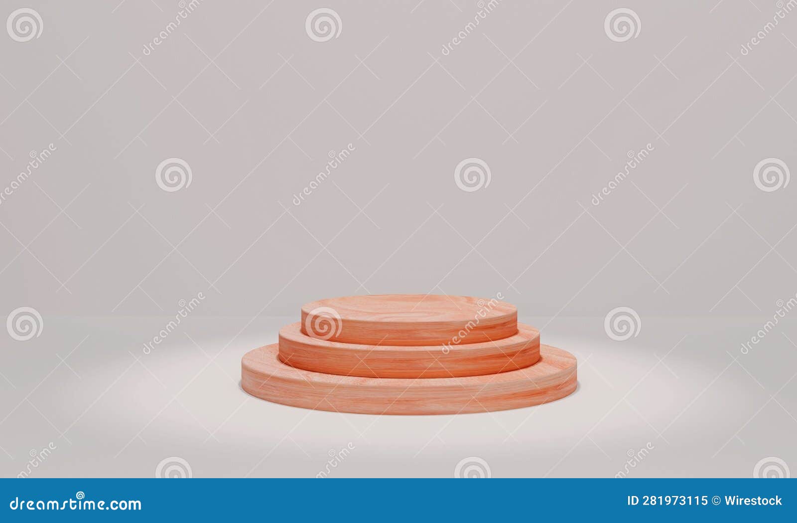 Digital Render of a Stacked Wooden Circular Platform on a White ...