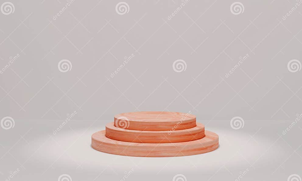 Digital Render of a Stacked Wooden Circular Platform on a White ...