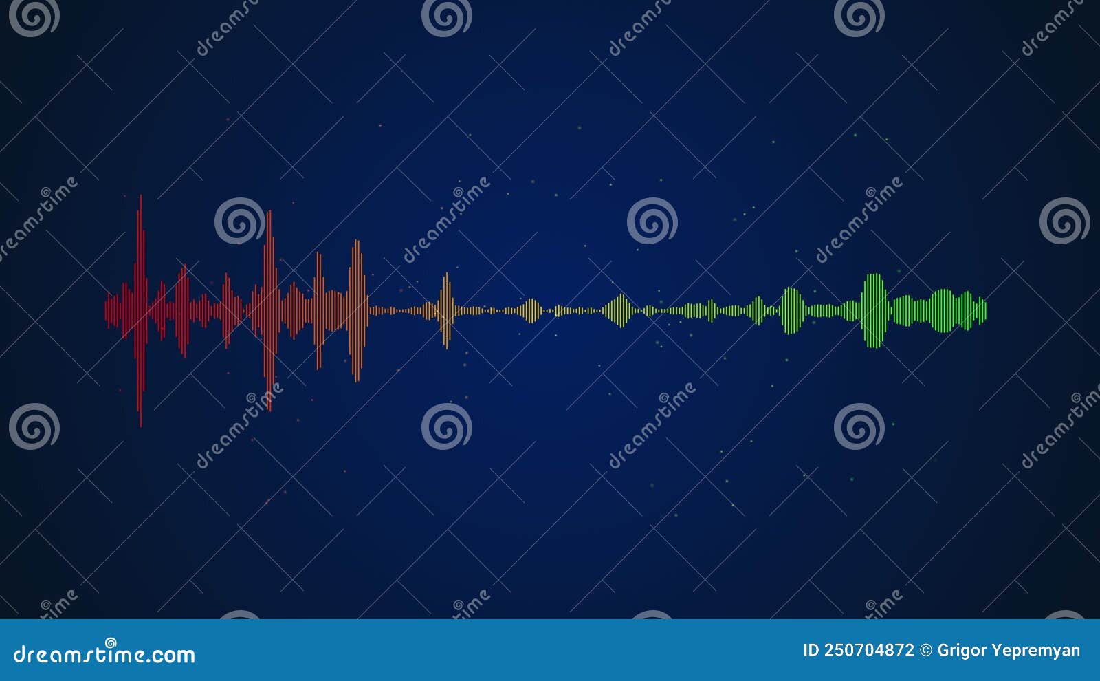 Digital Render of a Vibrating Sound Wave on a Blue Background Stock ...