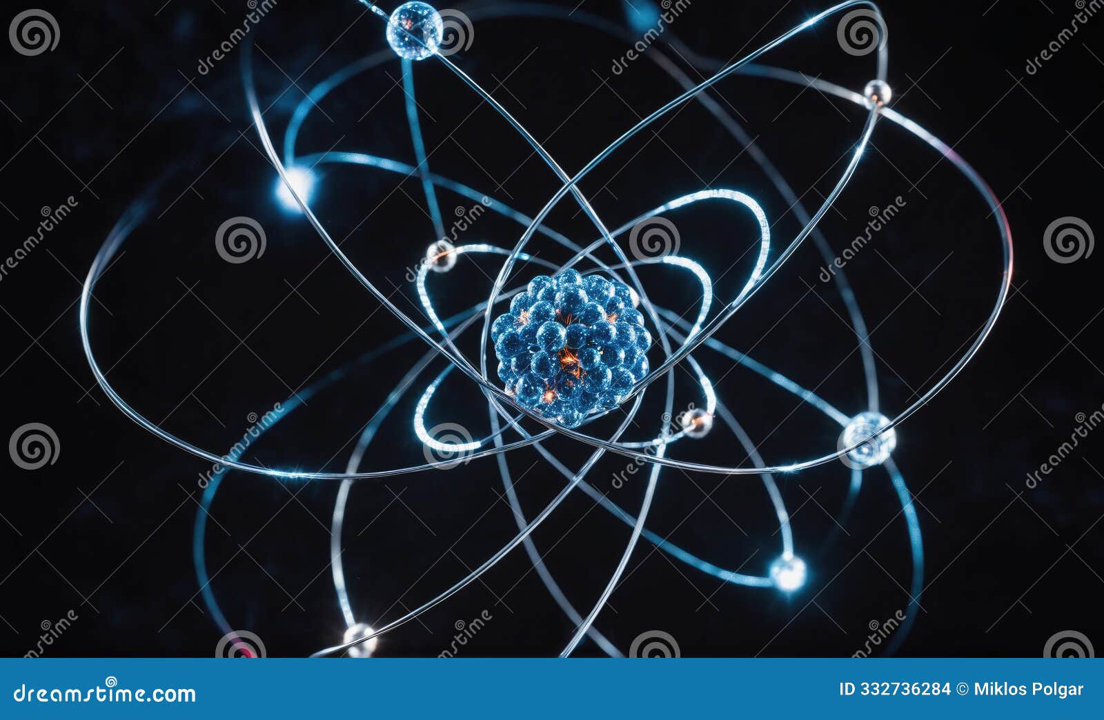 A Digital Rendering of an Atom with Electrons Orbiting the Nucleus ...