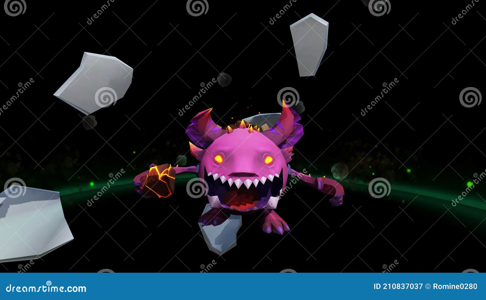 Digital Rendering Cartoon Fantasy Monster Motion Background Stock ...
