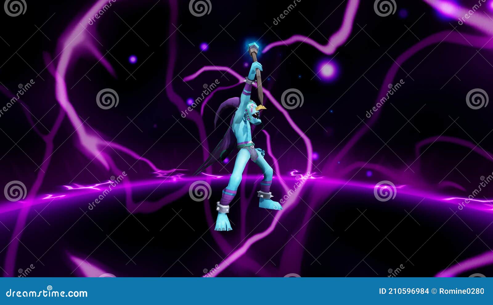 Digital Rendering Cartoon Wizard Motion Background Stock Illustration ...