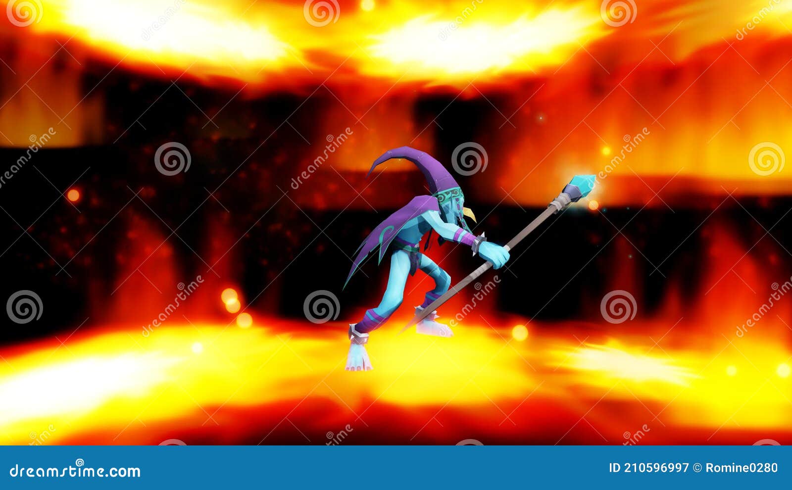Digital Rendering Cartoon Wizard Motion Background Stock Illustration ...