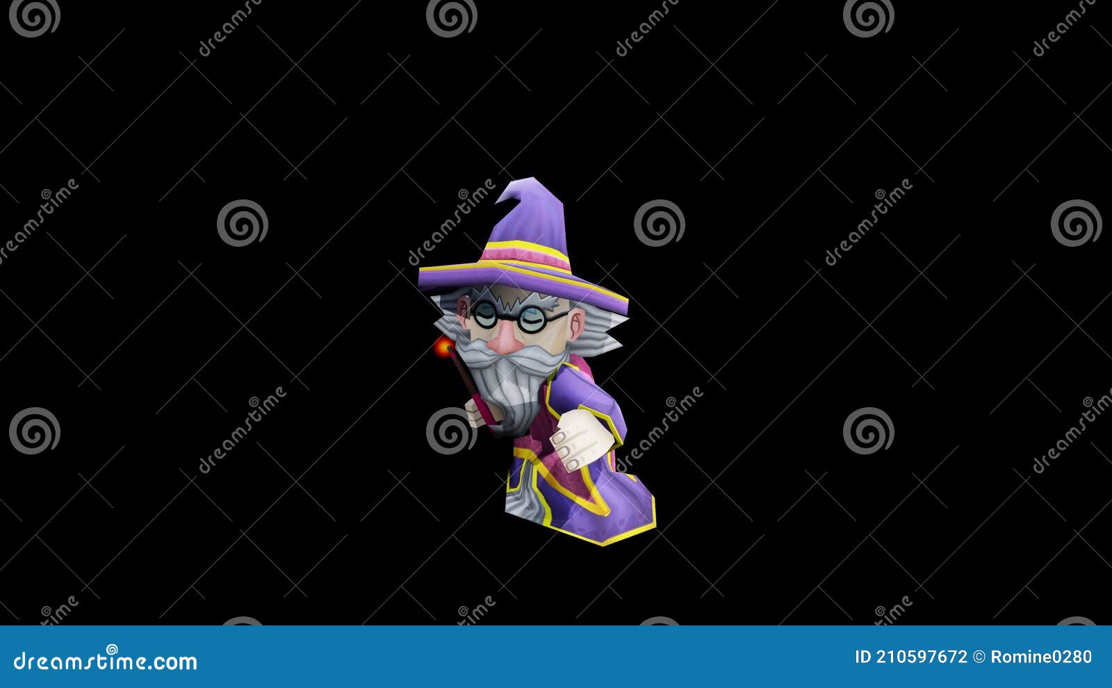 Digital Rendering Cartoon Wizard Motion Background Stock Illustration ...