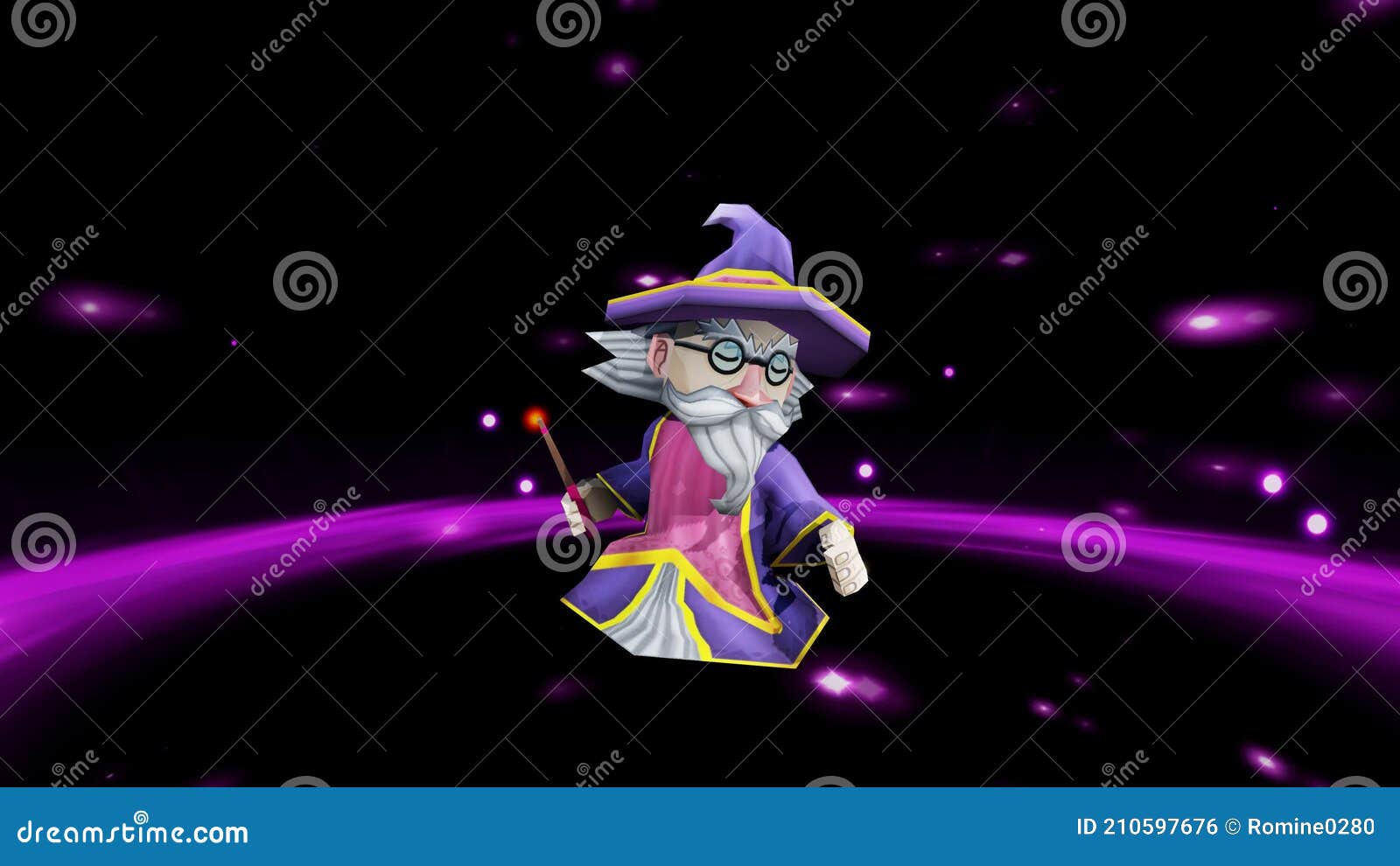 Digital Rendering Cartoon Wizard Motion Background Stock Illustration ...