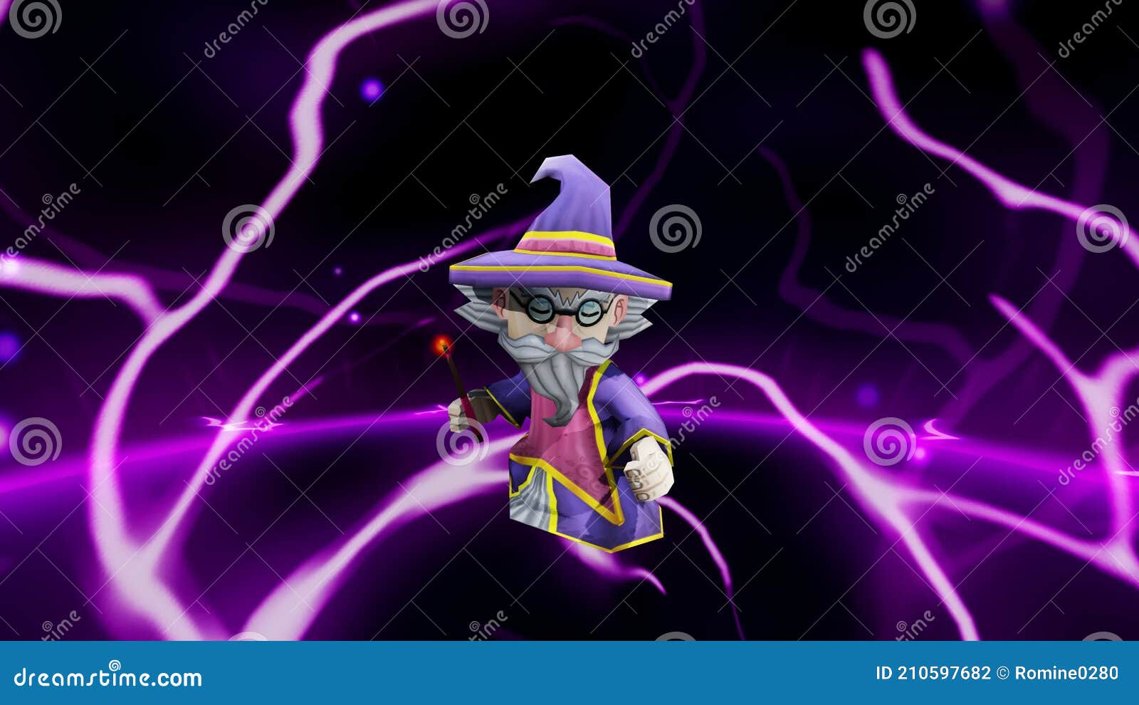 Digital Rendering Cartoon Wizard Motion Background Stock Illustration ...