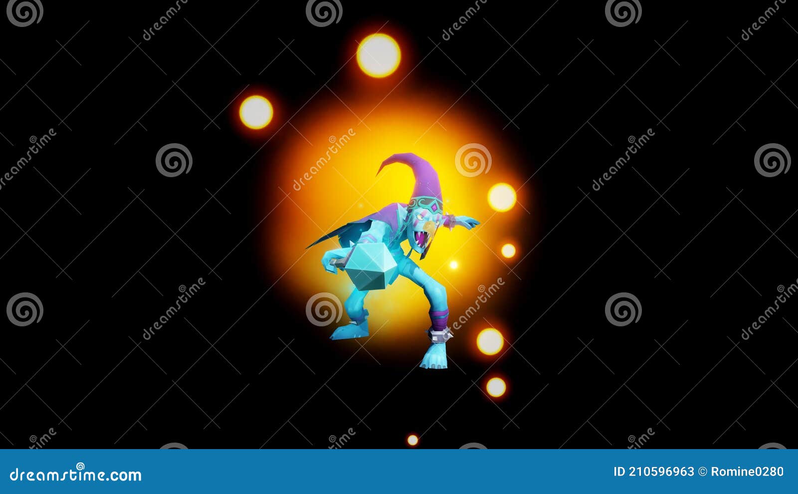 Digital Rendering Cartoon Wizard Motion Background Stock Illustration ...