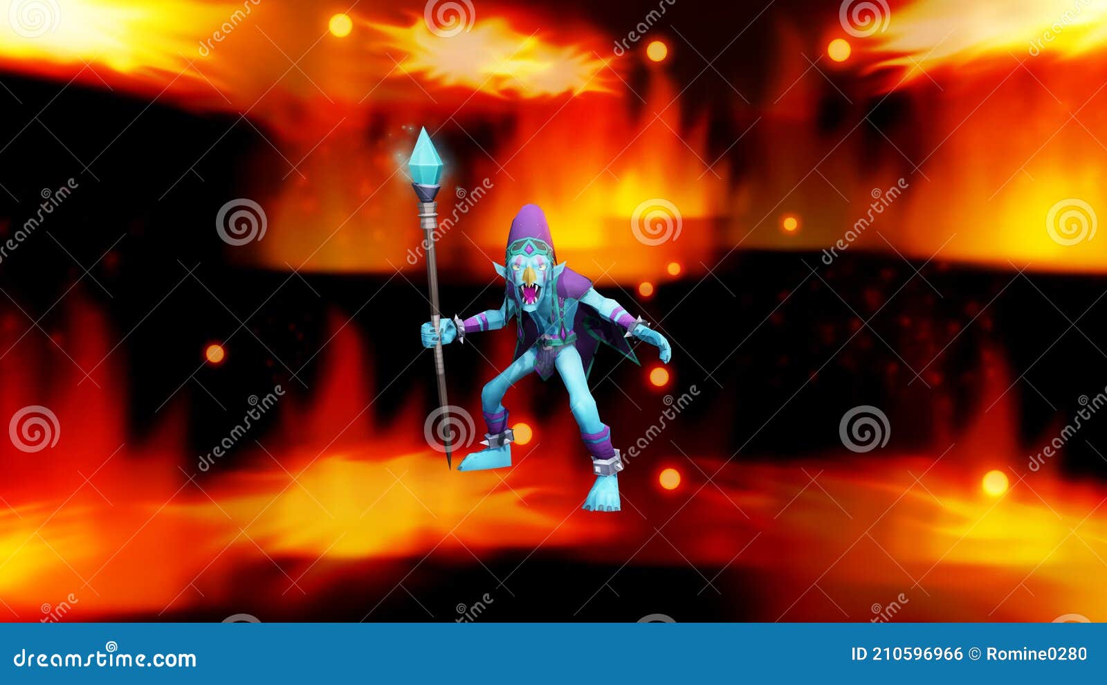 Digital Rendering Cartoon Wizard Motion Background Stock Illustration ...