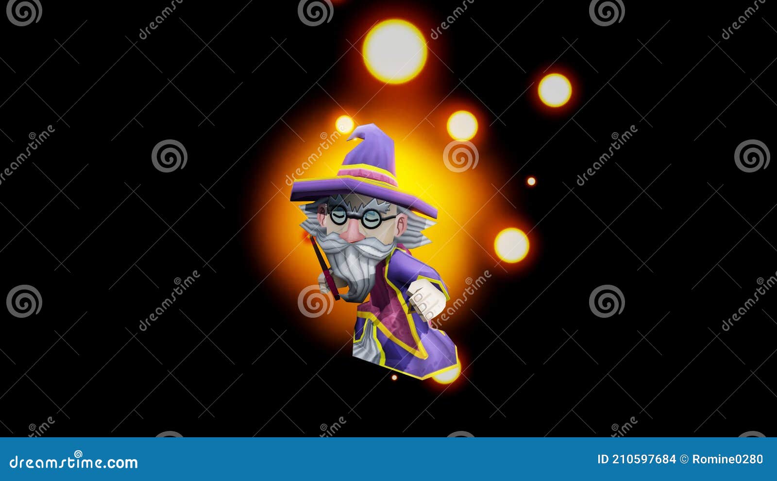 Digital Rendering Cartoon Wizard Motion Background Stock Illustration ...