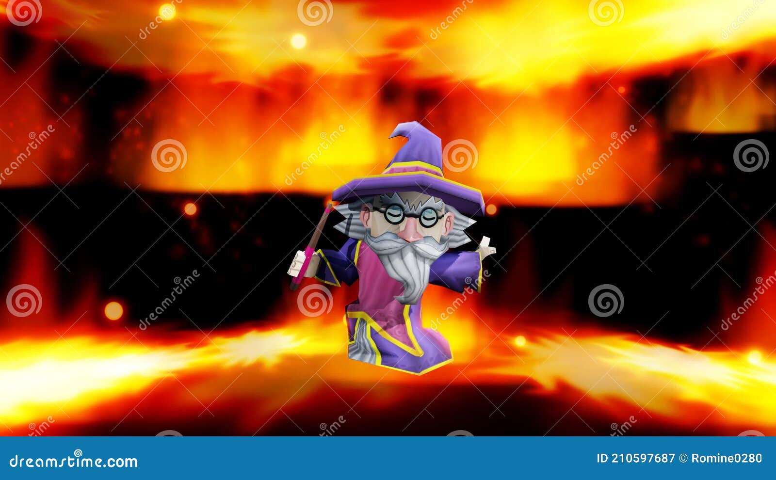 Digital Rendering Cartoon Wizard Motion Background Stock Illustration ...
