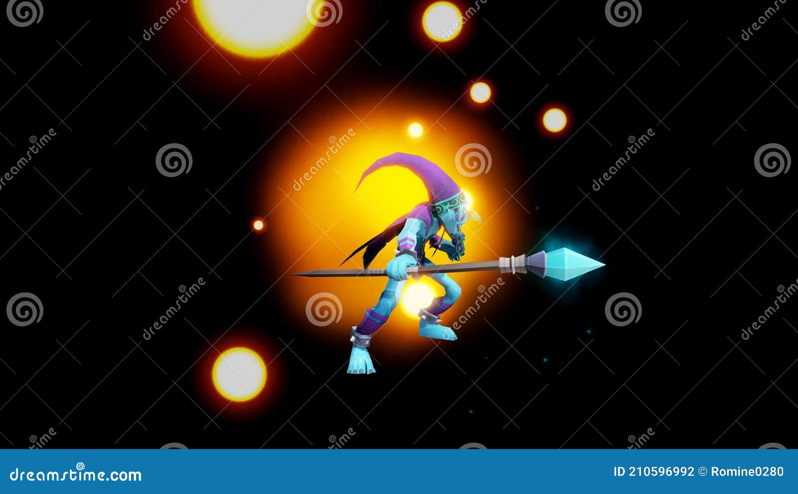 Digital Rendering Cartoon Wizard Motion Background Stock Illustration ...
