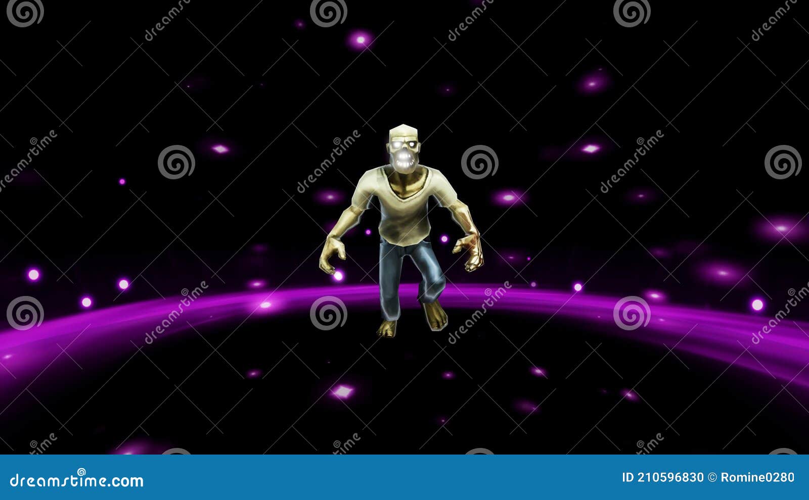 Digital Rendering Cartoon Zombie Man Motion Background Stock ...