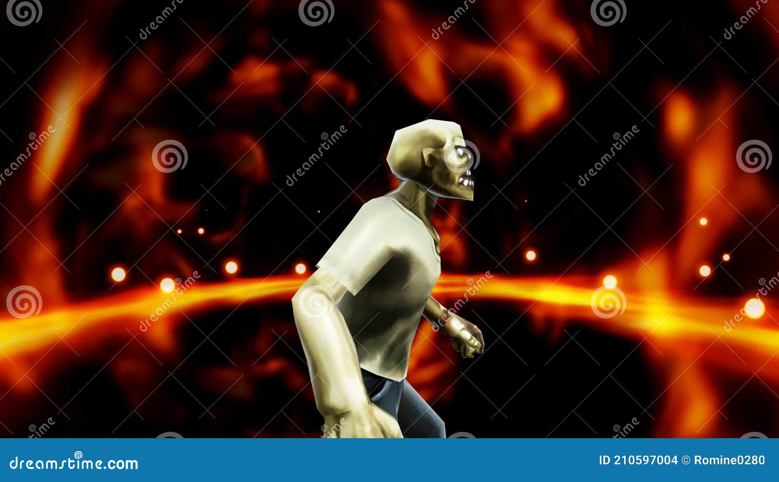 Digital Rendering Cartoon Zombie Motion Background Stock Illustration ...