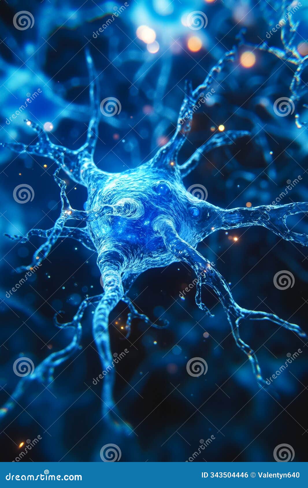 A Close Up of a Blue Neuron in the Dark Stock Photo - Image of white ...
