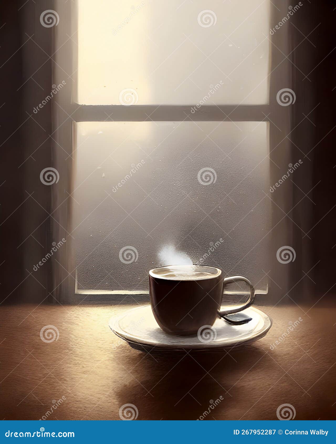 Coffee in Front of Windows stock illustration. Illustration of abstract ...