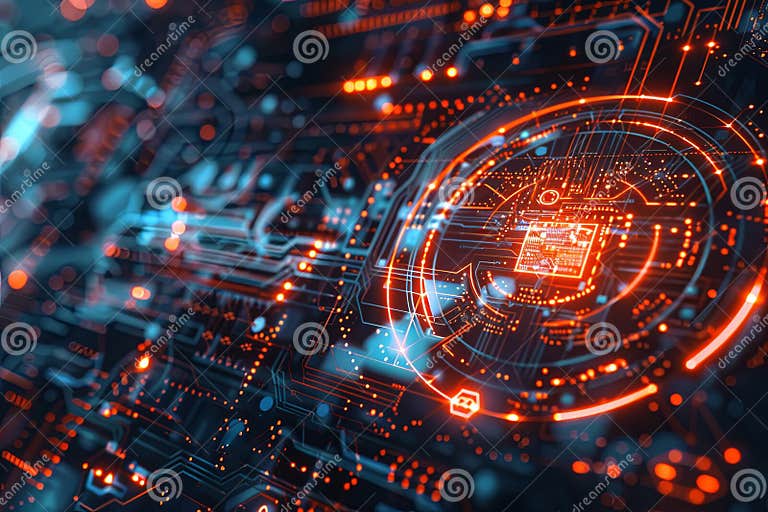 A Digital Rendering of a Futuristic Cybersecurity Network, Featuring Abstract Digital Locks ...