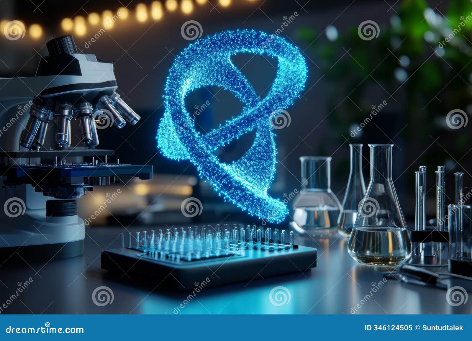 DNA Helix Microscope Laboratory Science Research Biology Genetics Stock ...