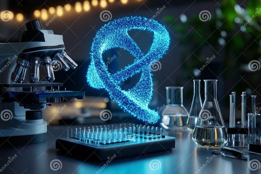 DNA Helix Microscope Laboratory Science Research Biology Genetics Stock ...