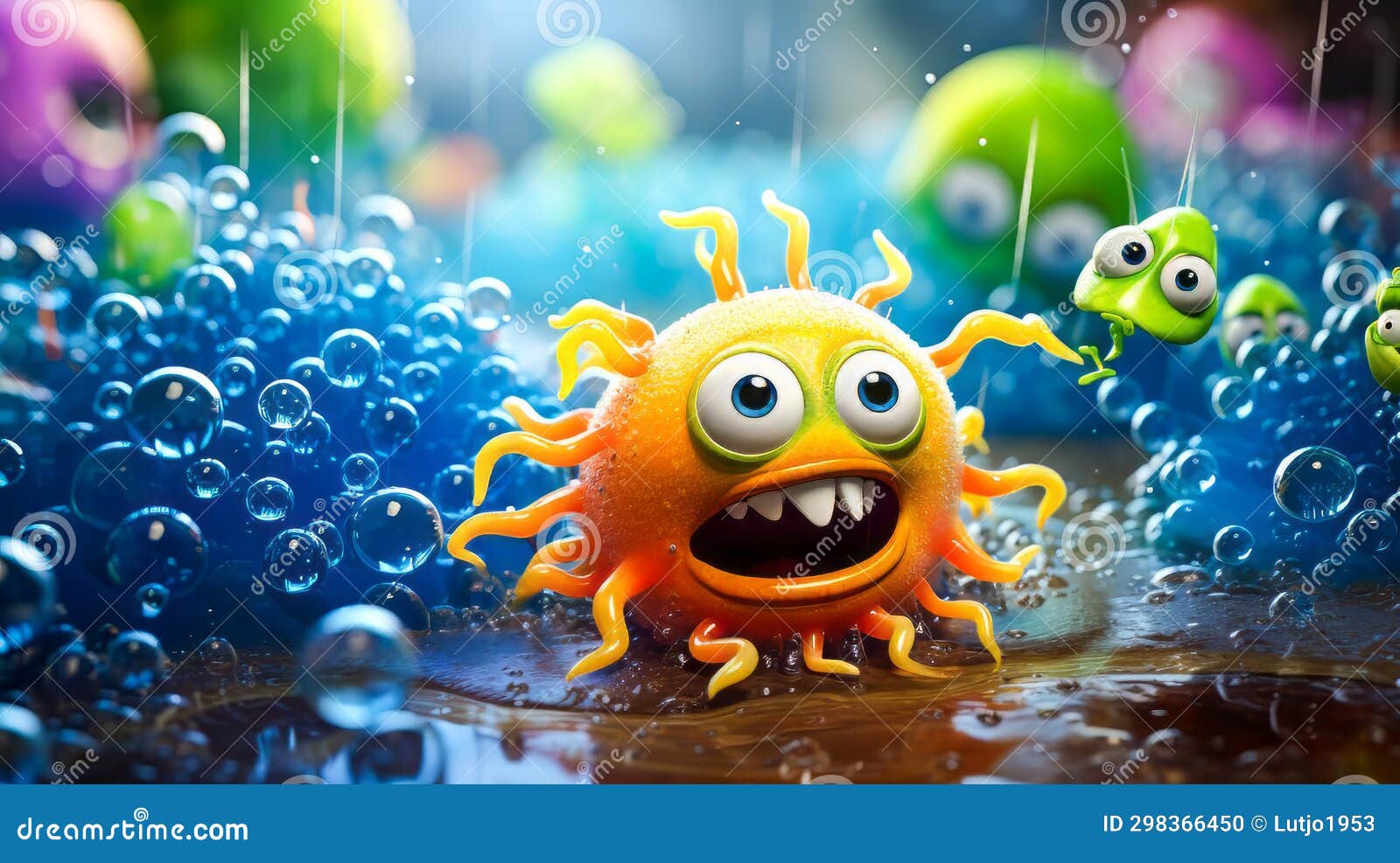 Funny Germs Mugging for the Camera. Generated Image. Stock Illustration ...