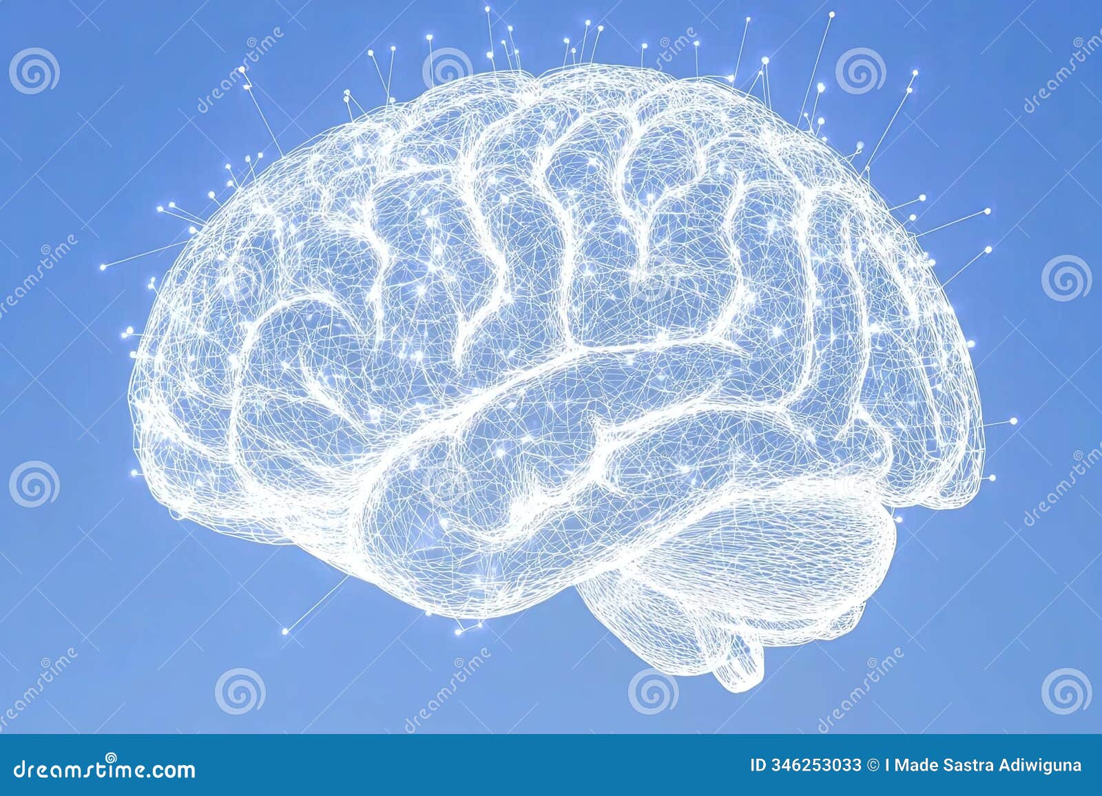 A Digital Rendering of a Human Brain with Connecting Lines ...