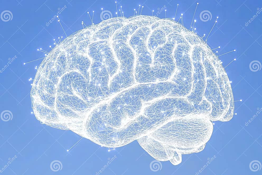 A Digital Rendering of a Human Brain with Connecting Lines ...
