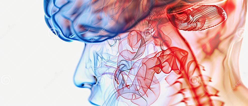 Digital Rendering of a Human Brain and Spine Stock Illustration ...