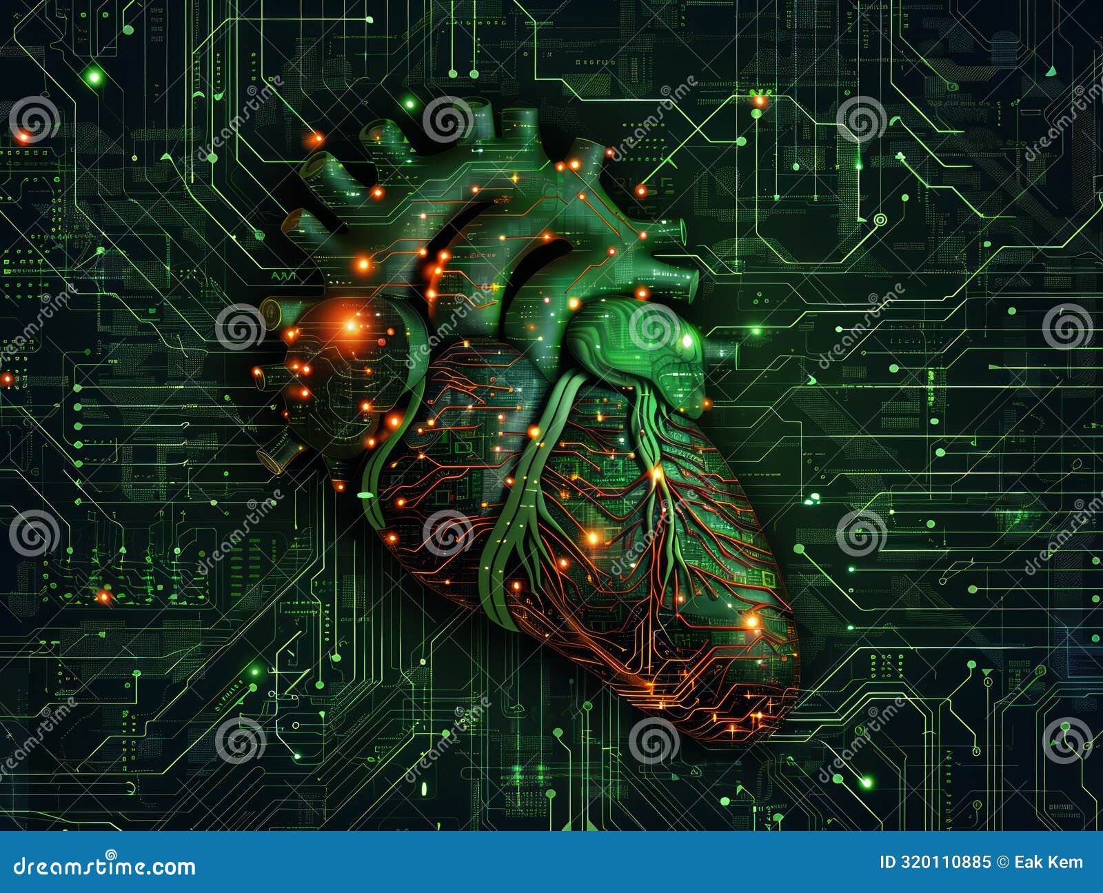 Futuristic Digital Heart a Mesmerizing Blend of Biotechnology and ...