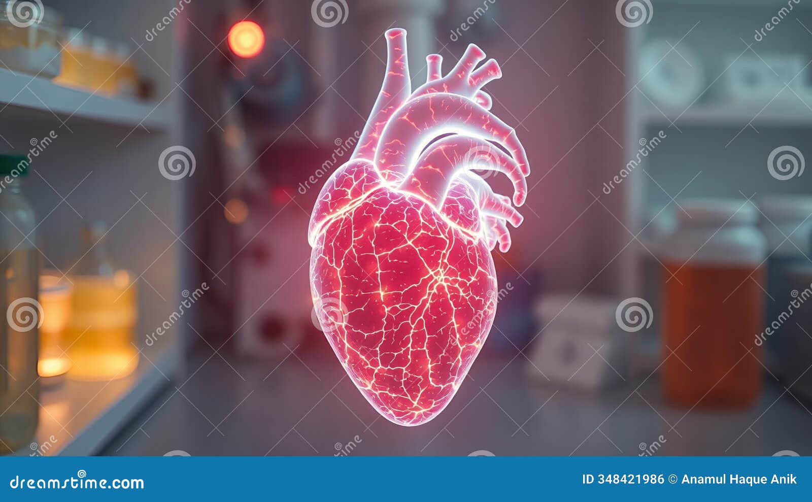 Digital Rendering of a Human Heart in a Lab Setting Stock Illustration ...