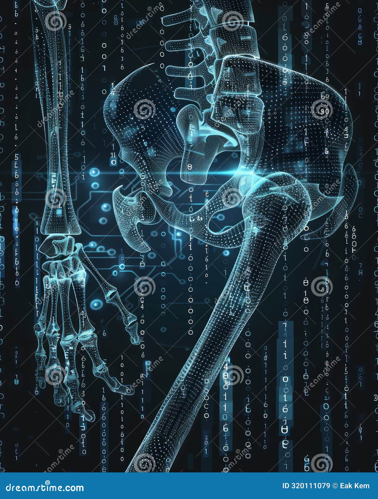 High Tech Medical Illustration of Human Skeletal Anatomy with Digital ...