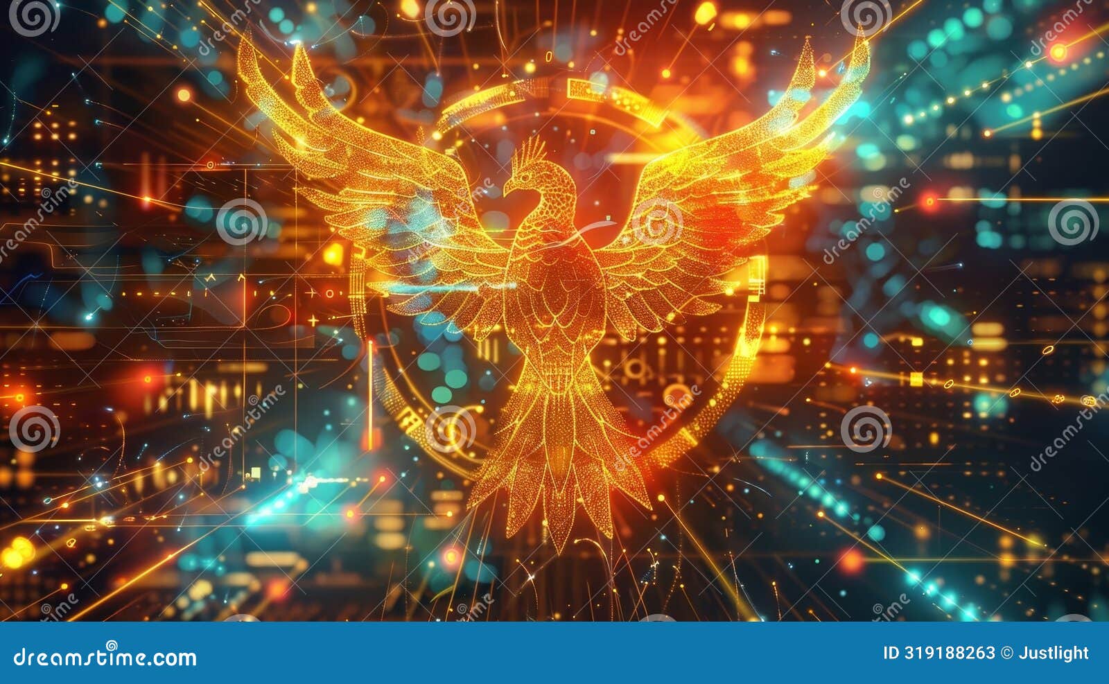 A Digital Rendering of a Phoenix Surrounded by Various Types of ...