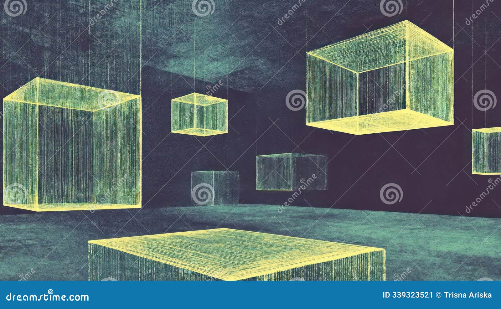 A Digital Rendering of Transparent Cubes Suspended in a Dark Space ...