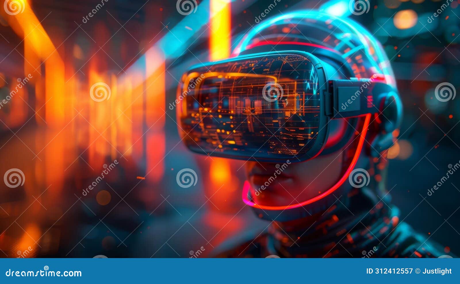 A Digital Rendering of a Virtual Reality Headset Portraying the Blurred ...