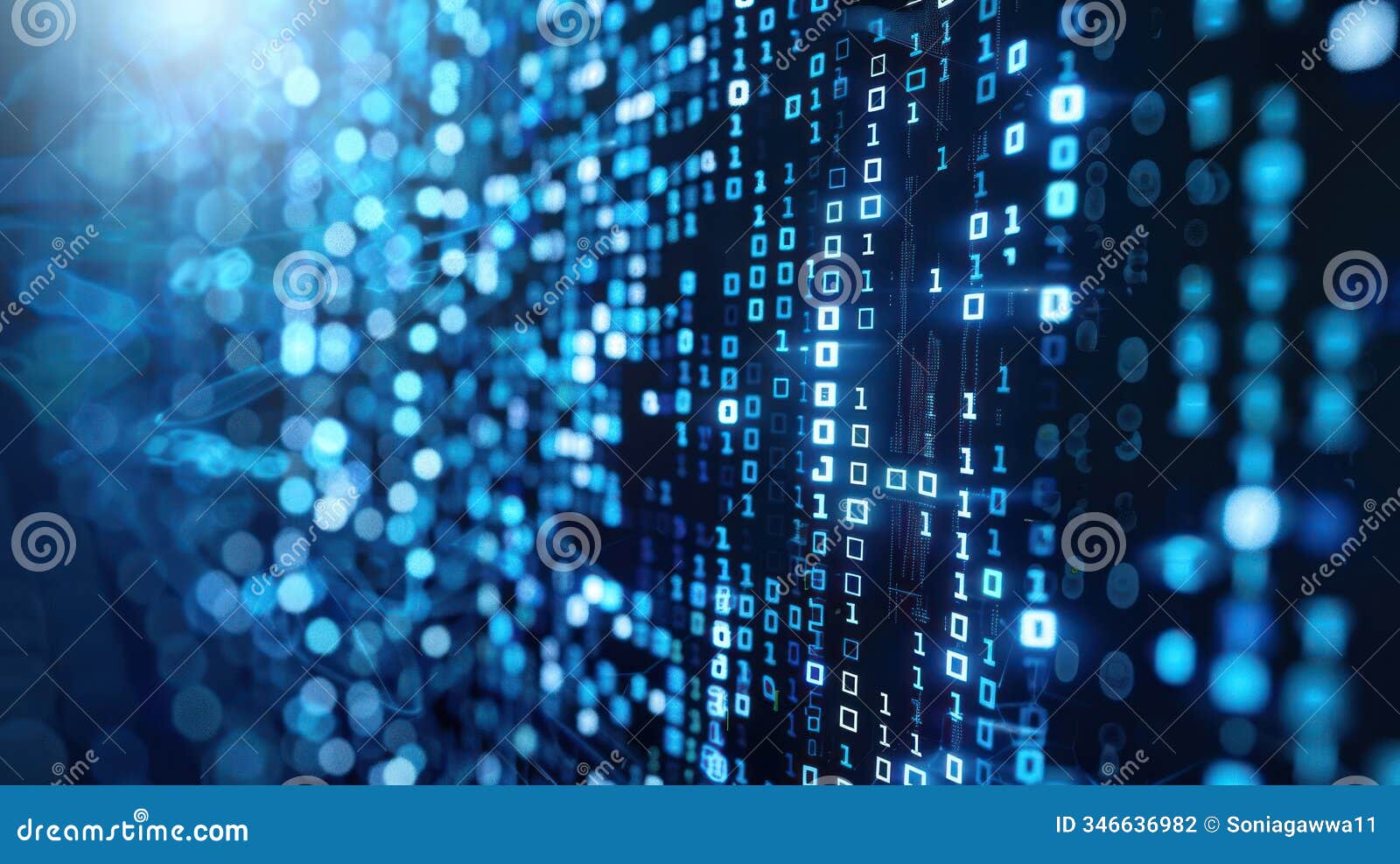 A Digital Representation of Binary Code in Blue Tones, Symbolizing Technology and Data Stock ...