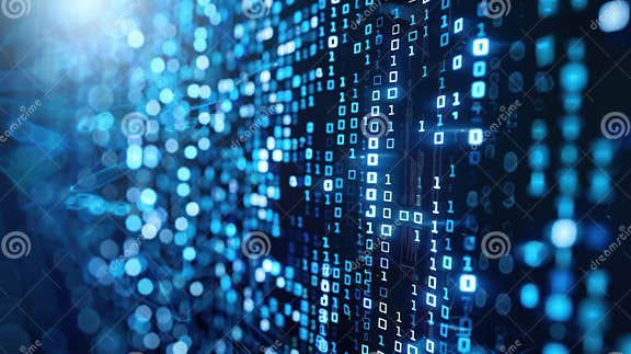 A Digital Representation of Binary Code in Blue Tones, Symbolizing ...