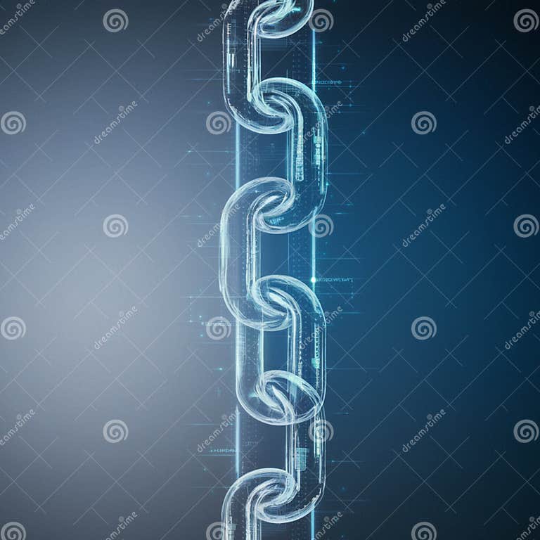 Digital Chain Encased in Holographic Matrix with Blue Gradient ...