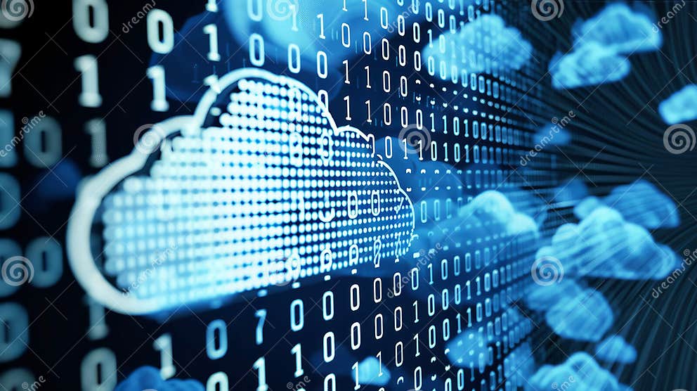 Digital Representation of Cloud Icons Surrounded by Binary Code ...