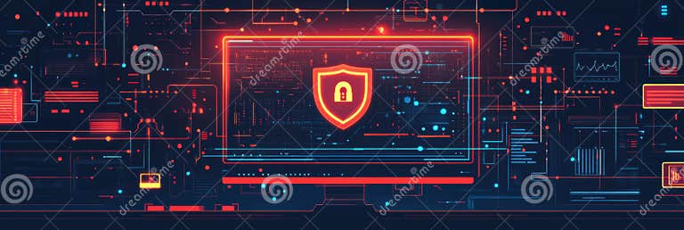 A Digital Representation of a Computer Screen Features a Shield and ...