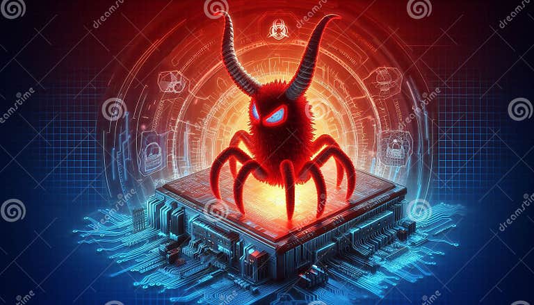 Digital Representation of a Computer Virus Illustration Stock ...