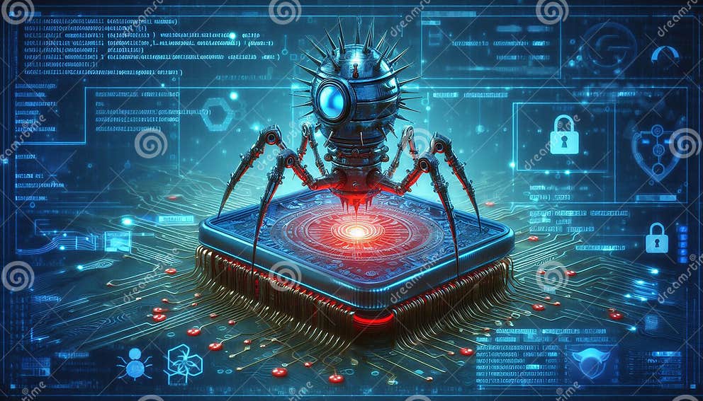 Digital Representation of Cyber Threats and Viruses Stock Illustration ...