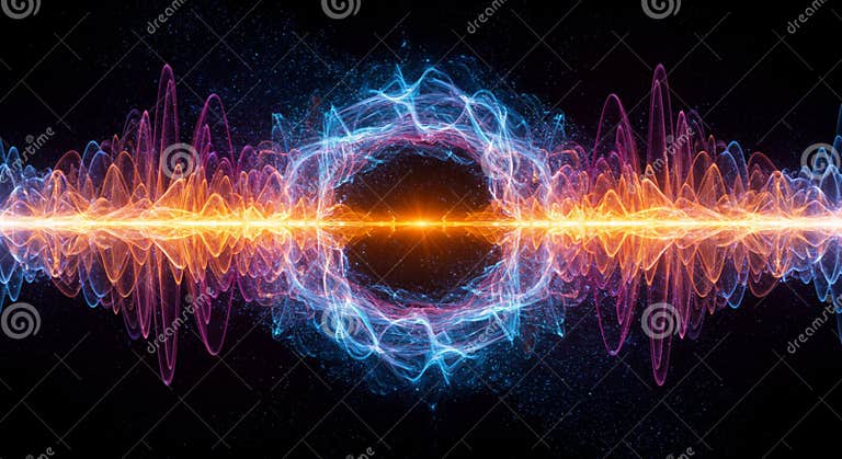A Digital Representation Featuring Vibrant Waveforms in Blue and Orange ...