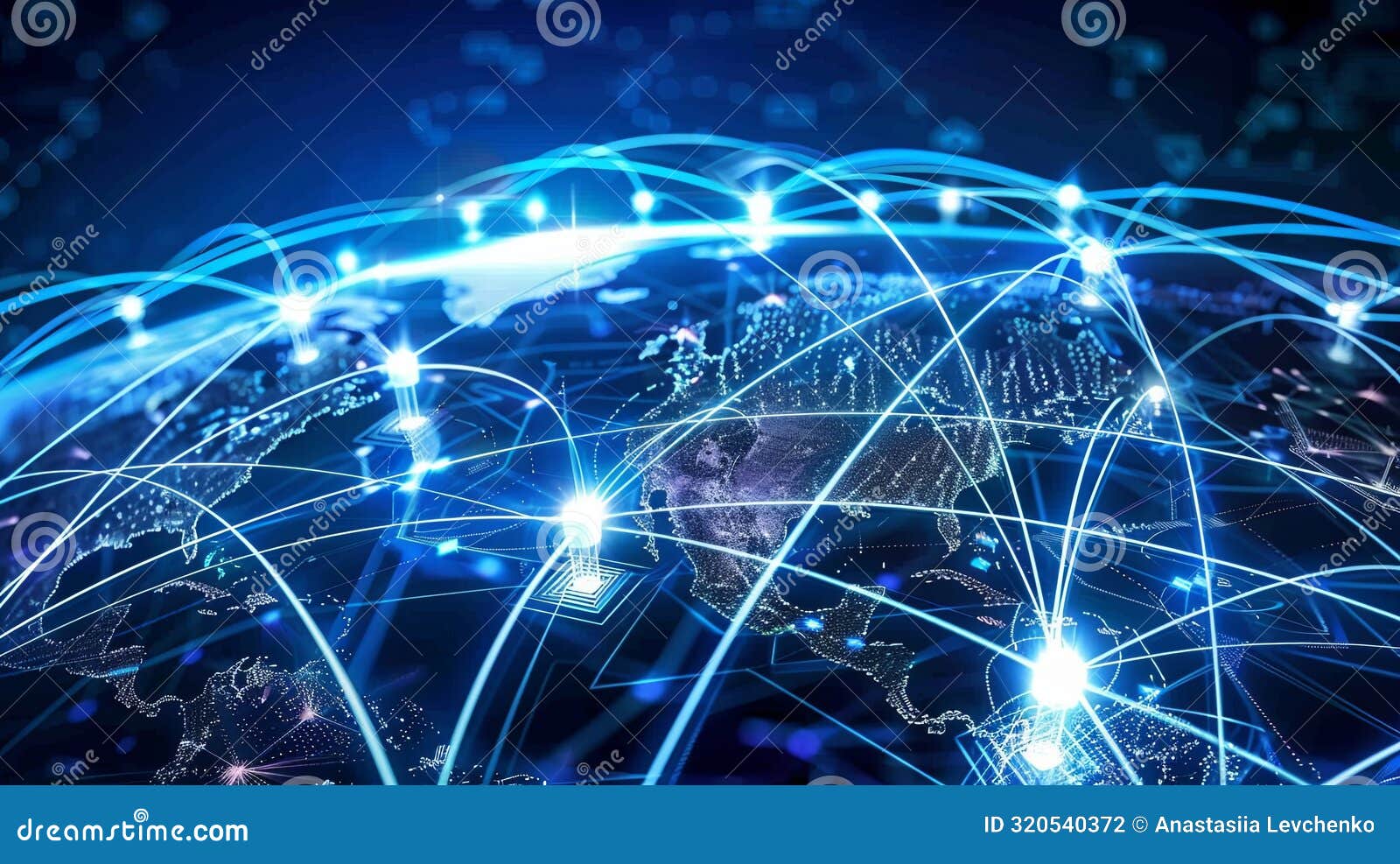 A Digital Representation of Global Connectivity, with Glowing Lines and ...