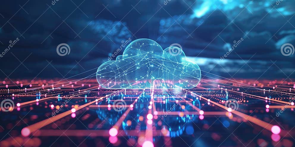 Digital Representation of a Glowing Cloud with Interconnected Nodes. AIG49. Stock Illustration ...