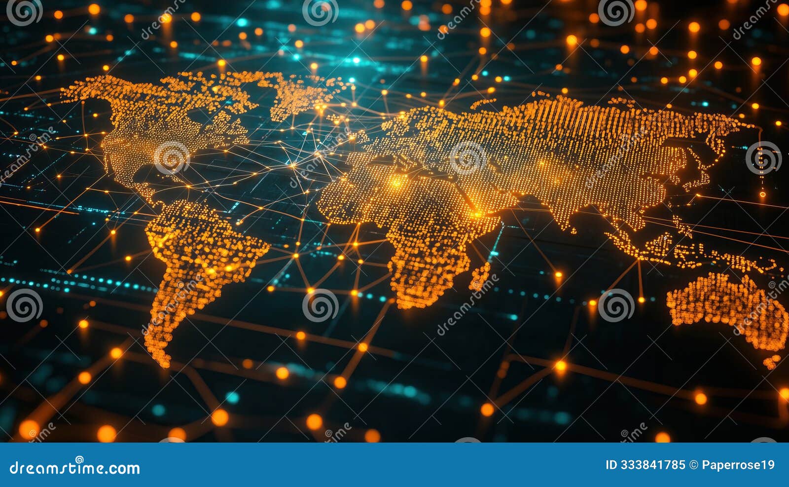 Digital Representation of a Glowing World Map Stock Image - Image of ...