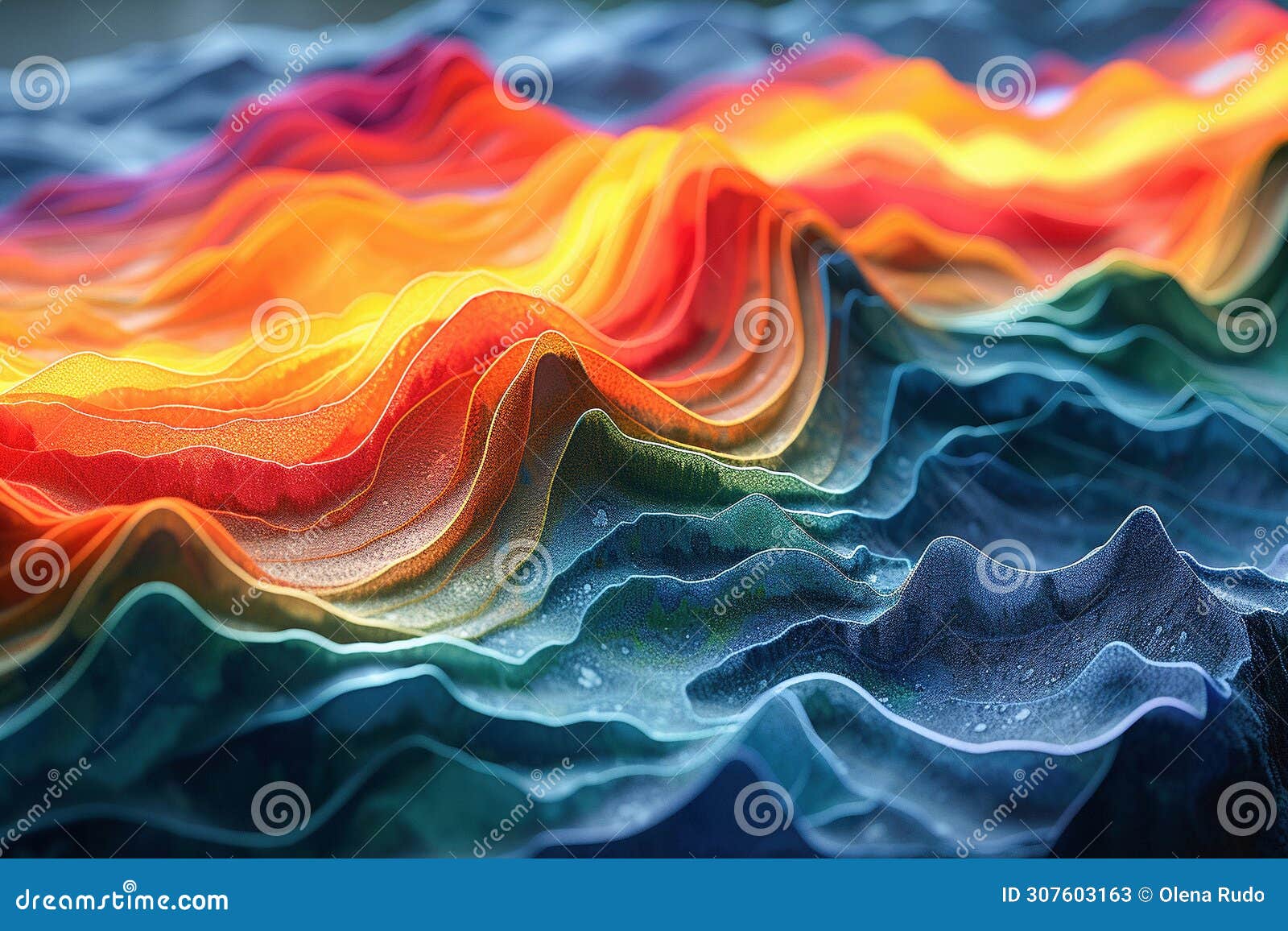 Digital Representation of Mountainous Terrain with Colorful Elevation ...